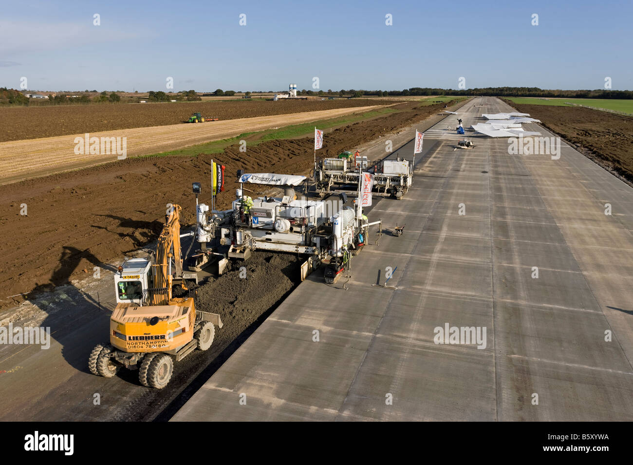 Airport runway construction at Sywell Aerodrome Northamptonshire Stock ...