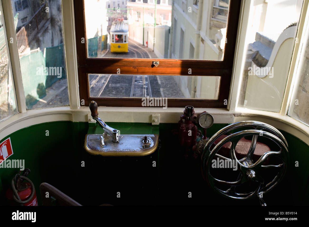 Lisbon, Portugal. the city tram system, view from inside cab Stock ...
