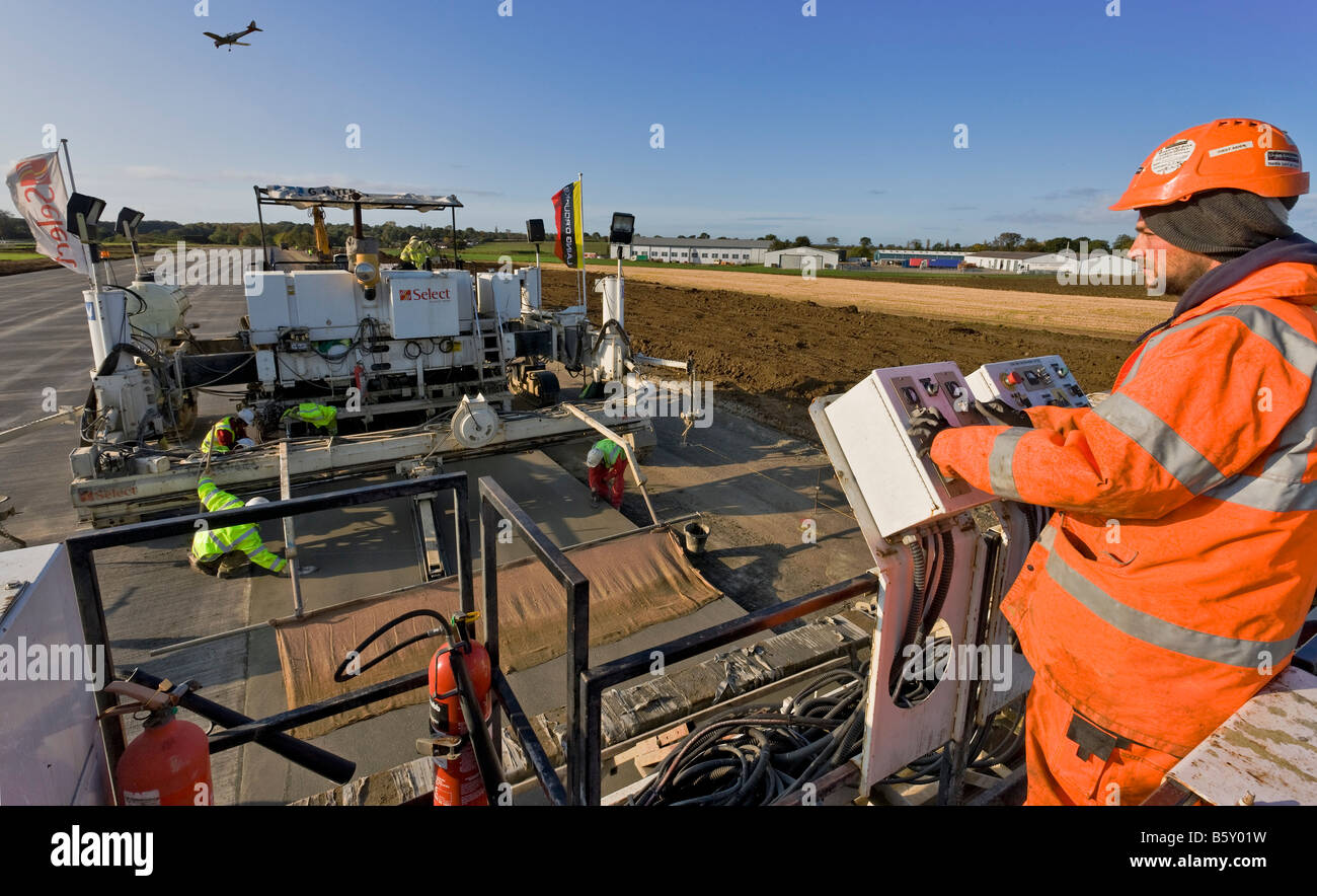 Airport runway construction at Sywell Aerodrome Northamptonshire Stock ...