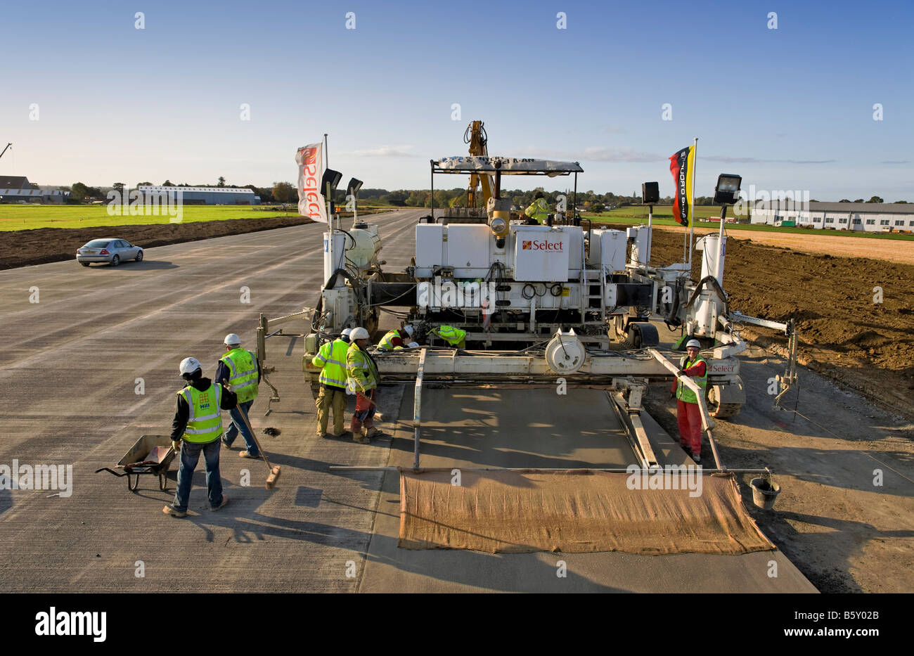 Airport runway construction at Sywell Aerodrome Northamptonshire Stock ...