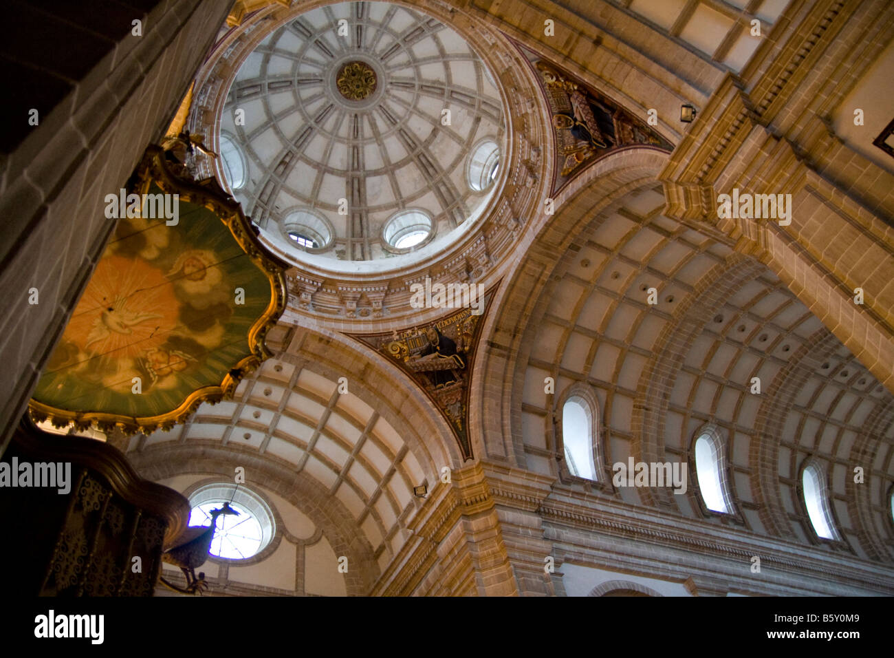 Ceiling of the church at the Benedictine Monastery of Samos, along the ...