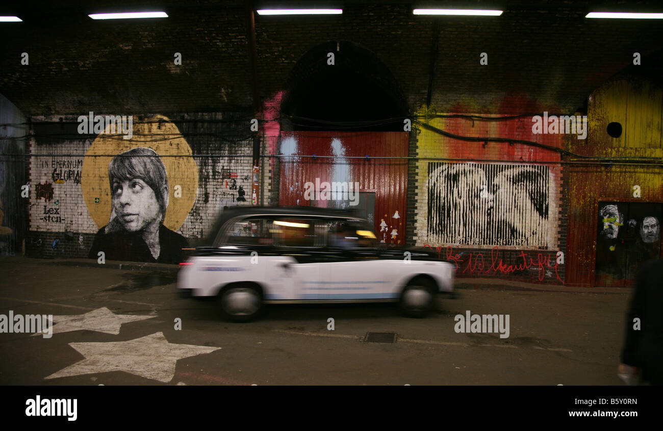 Banksy graffiti artist art exhibition Stock Photo - Alamy