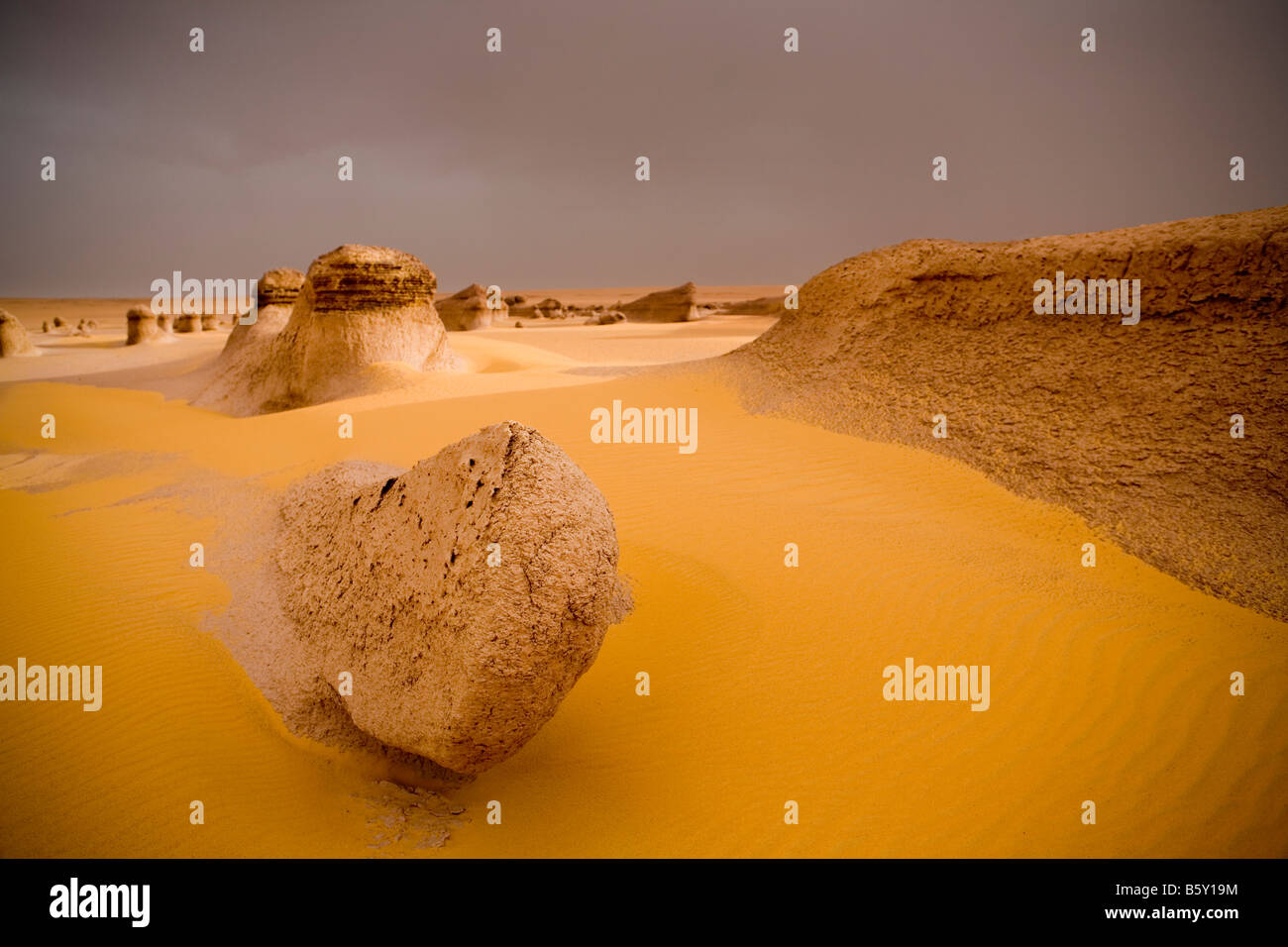A Yardang field before a storm,Dakhla Oasis, Egypt , Africa Stock Photo ...