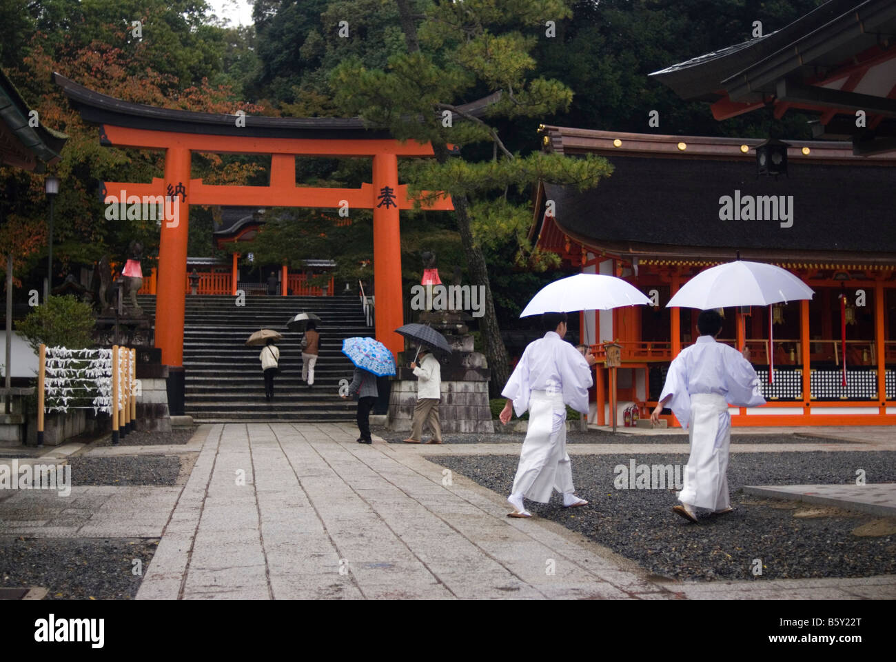 Shinto monk in Fushimi Inari Taisha in Japan Stock Photo - Alamy