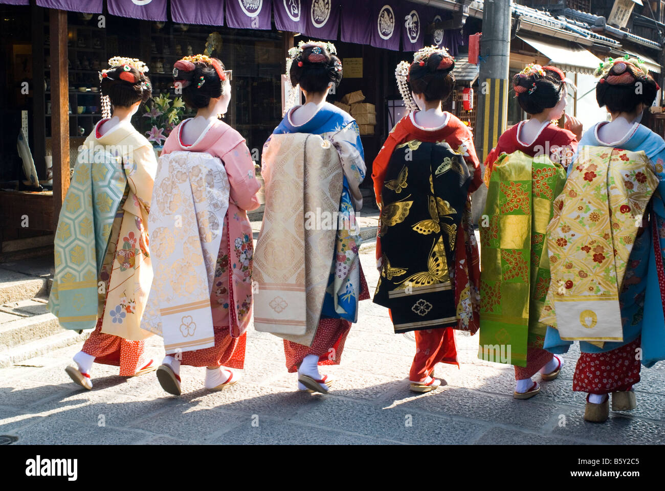 Maiko apprentice of Geisha dressed in Kimono KYOTO Japan Stock Photo ...