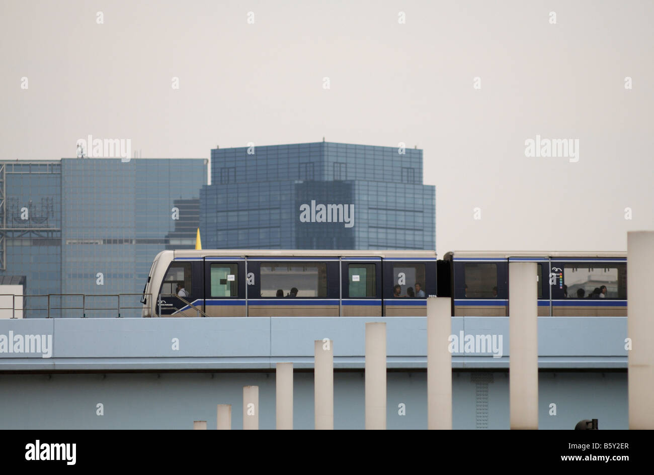 Automated guideway transit train (Yurikamome Line). Odaiba island ...