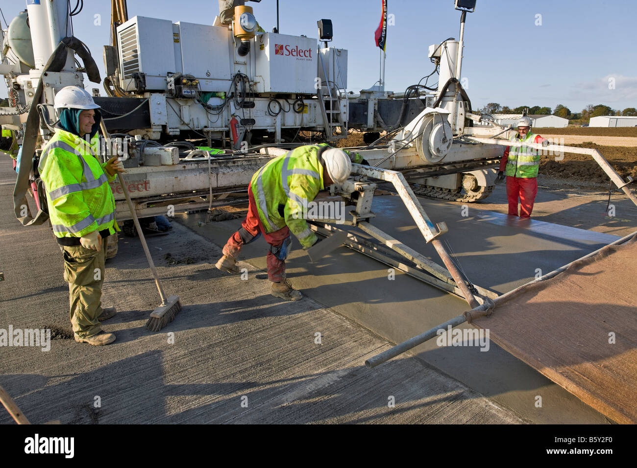 Airport runway construction at Sywell Aerodrome Northamptonshire Stock ...
