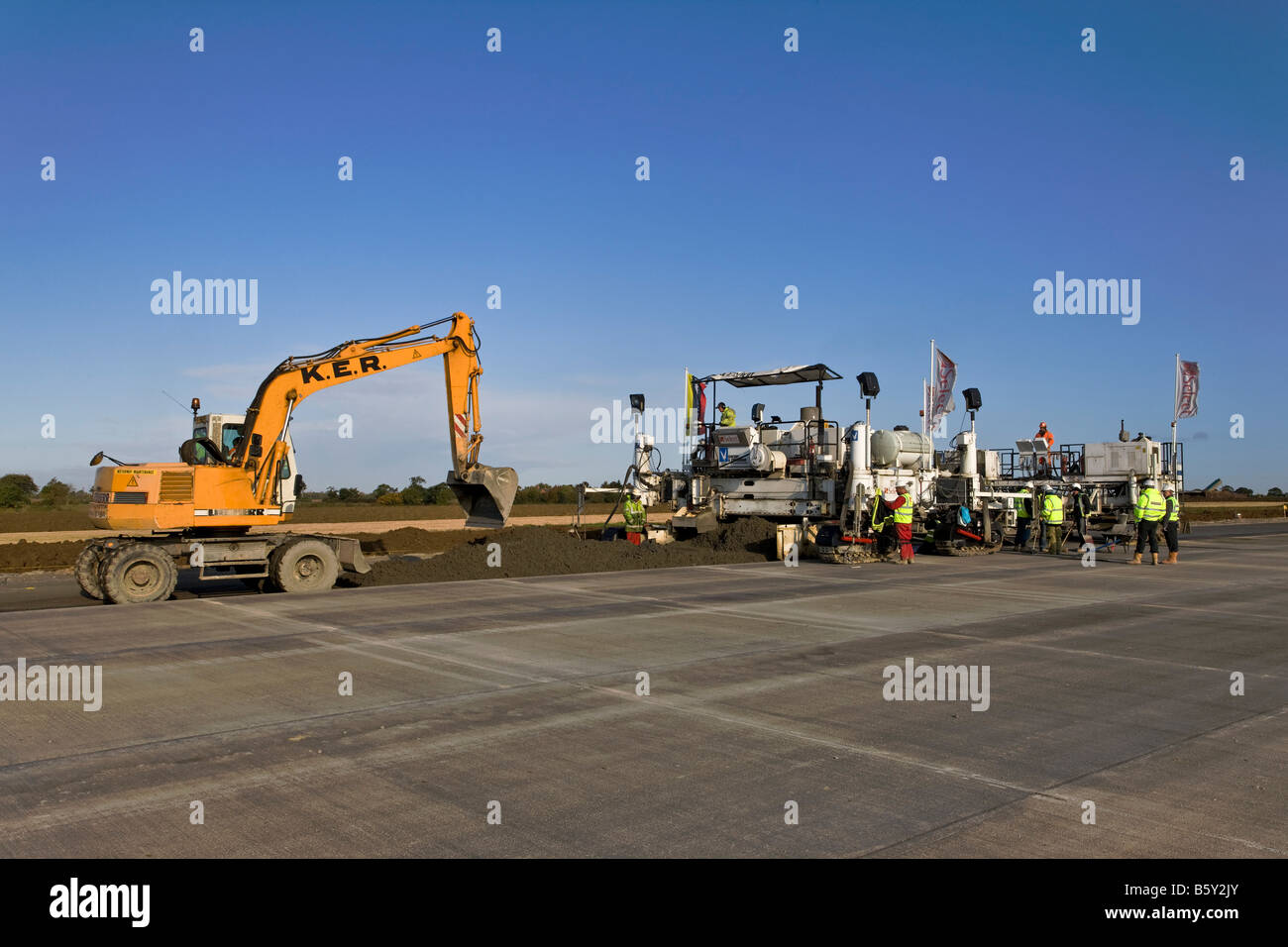 Airport runway construction at Sywell Aerodrome Northamptonshire Stock ...