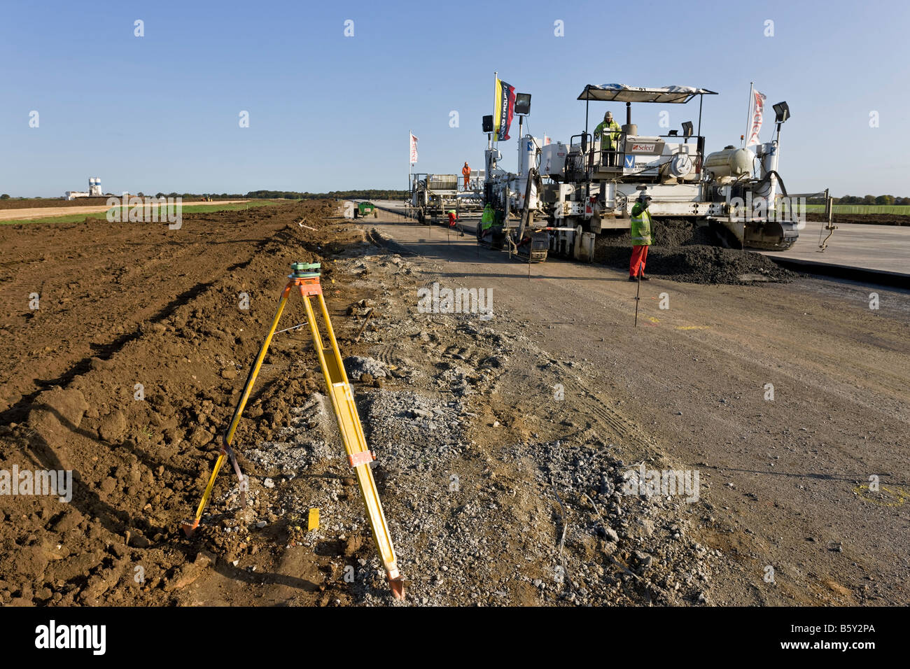Airport runway construction at Sywell Aerodrome Northamptonshire Stock ...