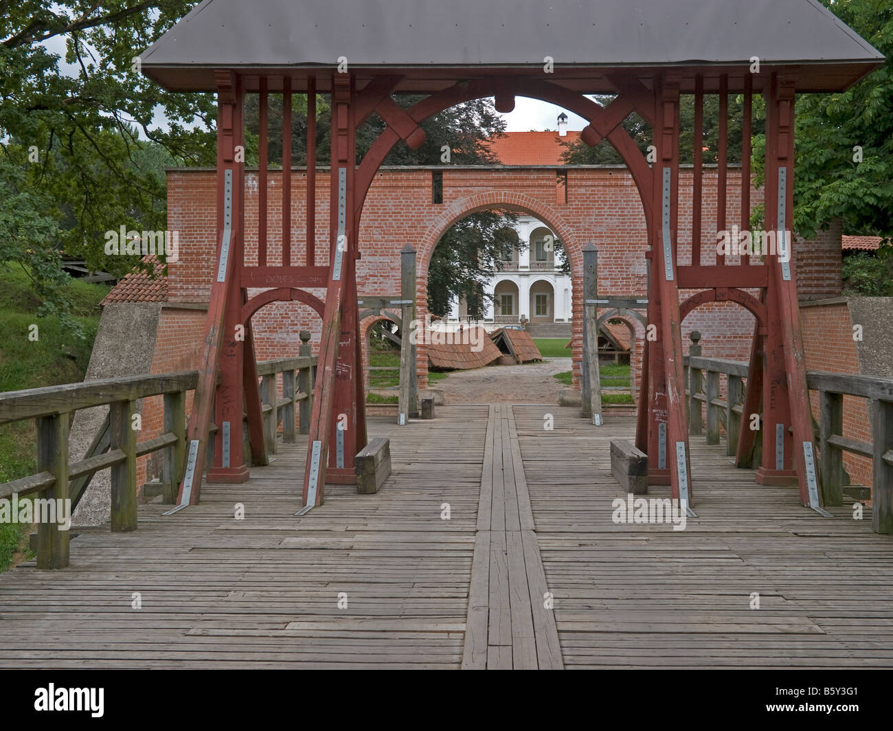 entrance gate to the castle of Birzai Lithuania Baltic states Stock ...