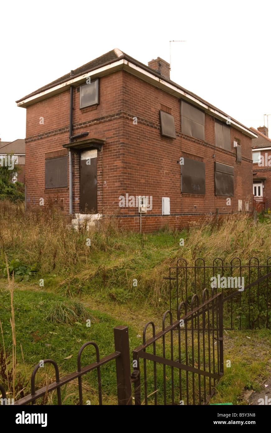 Front Side Exterior View of Two Adjacent Semi Detatched Houses Empty ...