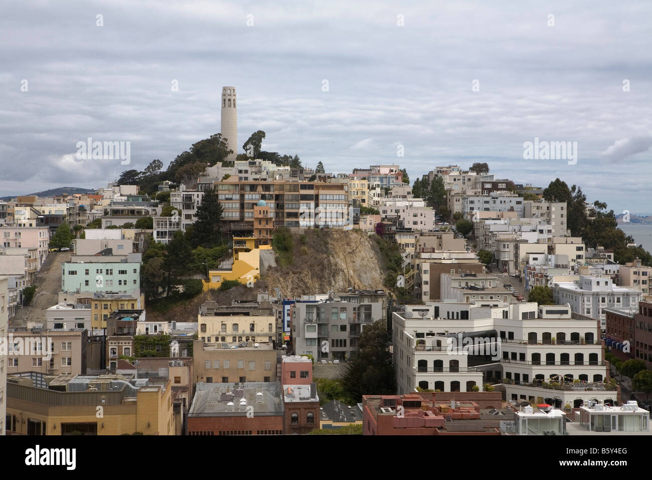 San Francisco view from a hotel window, Coit Tower Stock Photo - Alamy
