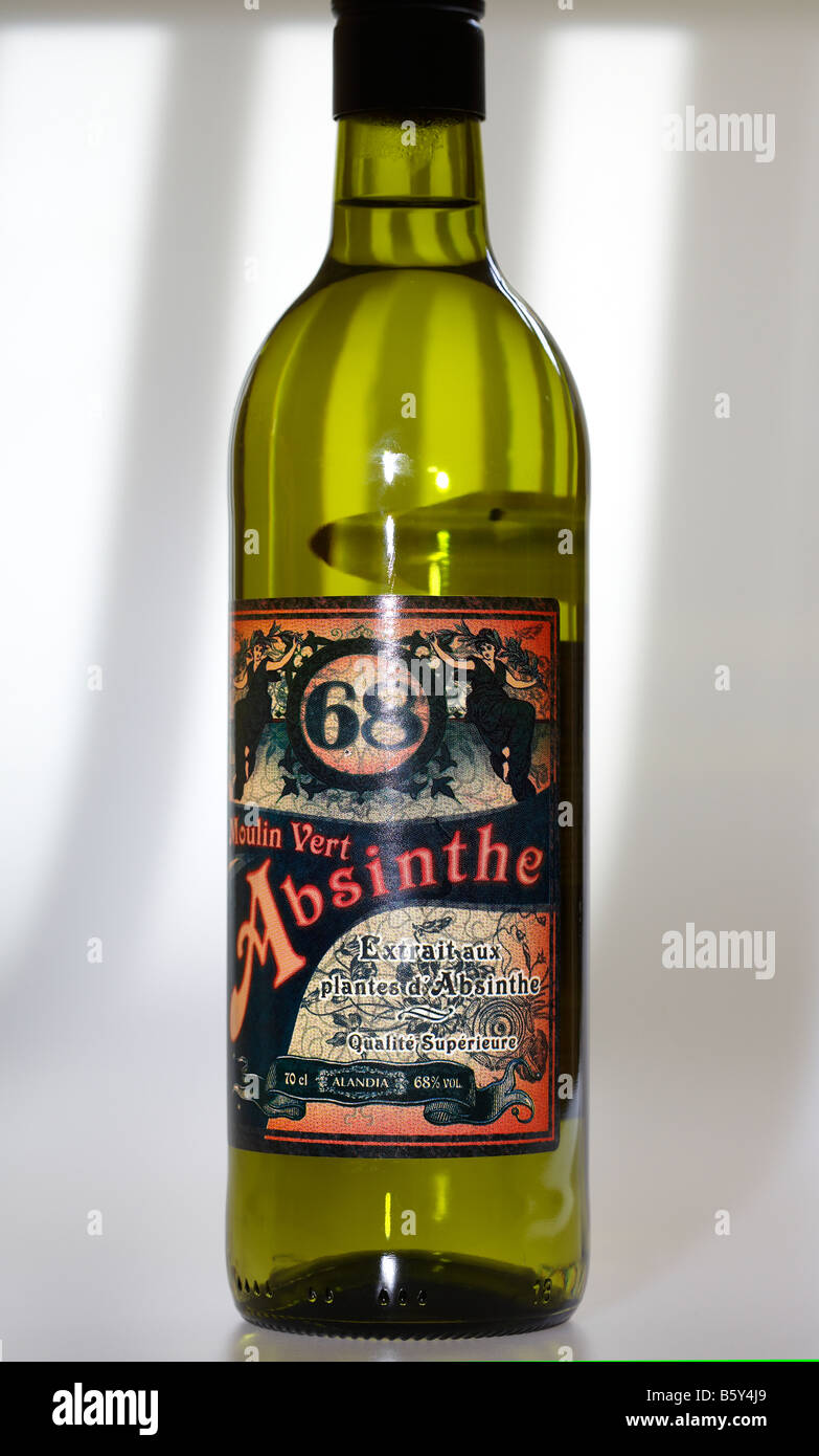 Bottle of Moulin Vert Absinthe Stock Photo - Alamy