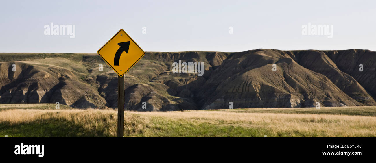 Highway sign in the badlands Stock Photo - Alamy