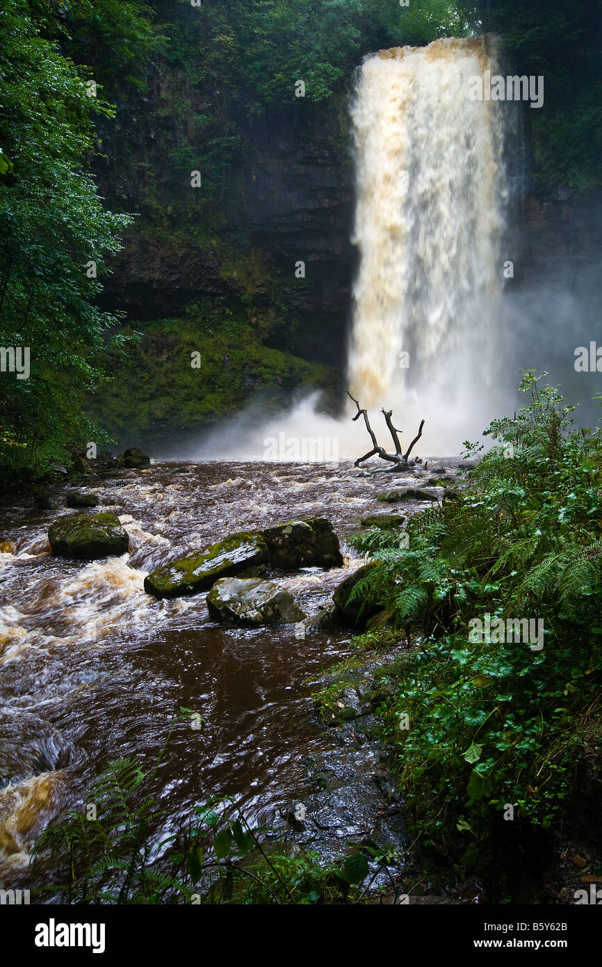 Henrhyd Waterfall near village of Coelbren in the Brecon Beacons in ...