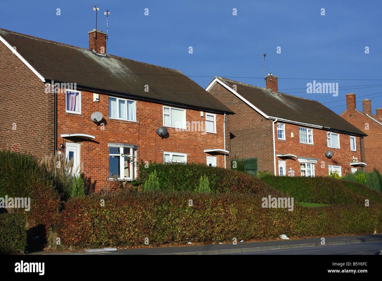 Council houses on Beckhampton Road, Bestwood, Nottingham, England, U.K ...