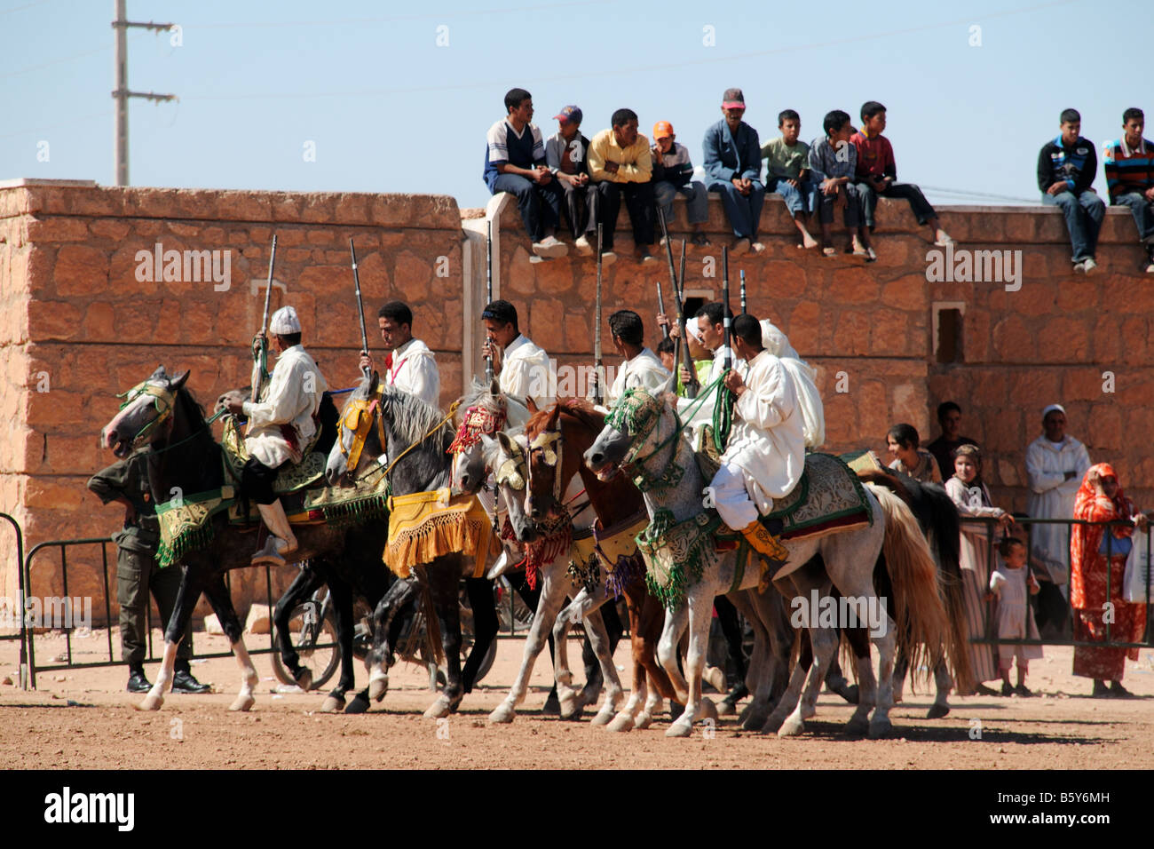 Berber Tribesmen celebrate with a display of traditional horsemanship ...