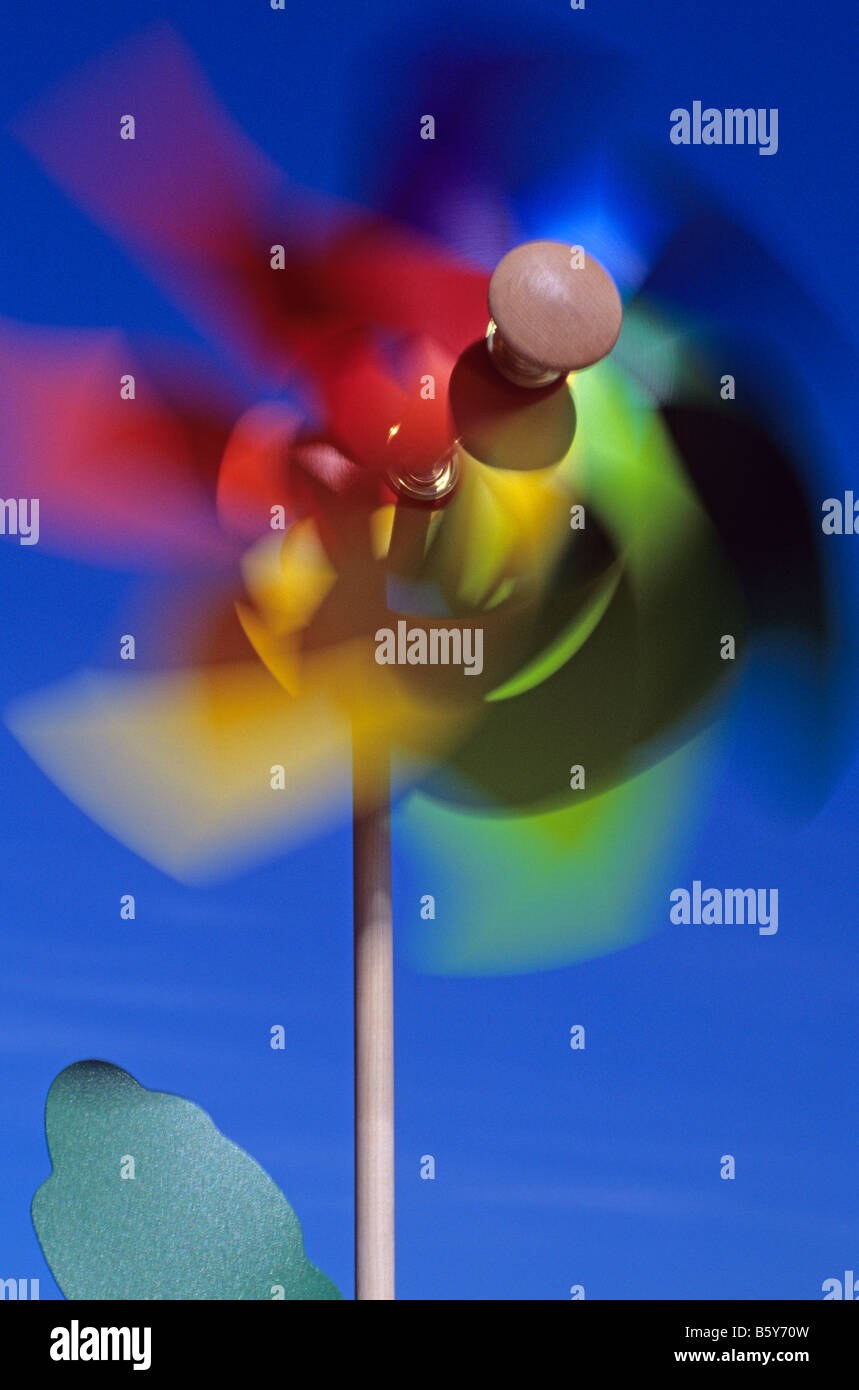 Multi colored pinwheel with blue sky at park Seattle Washington State ...