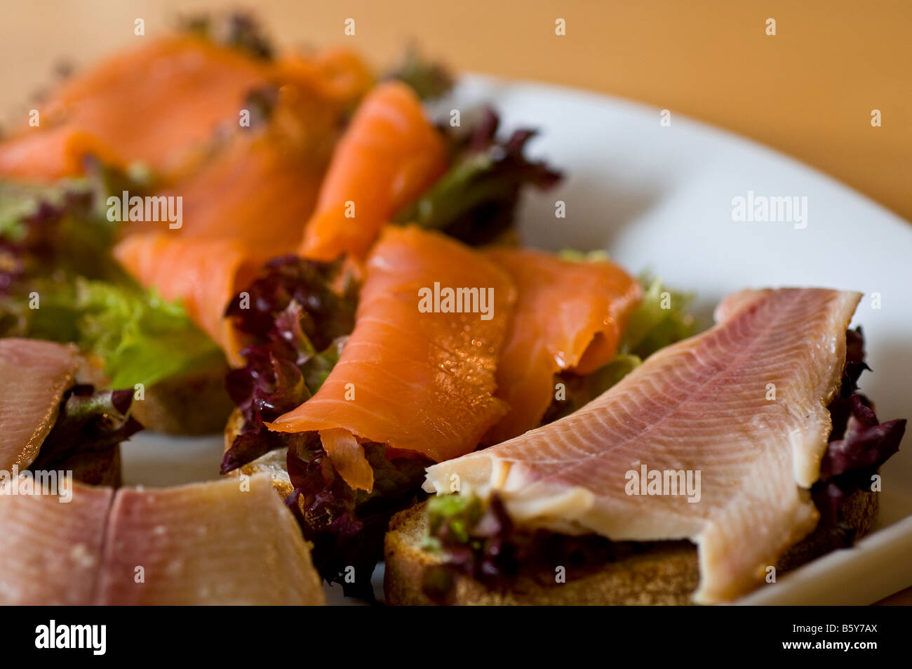 White bread slices with fish Stock Photo - Alamy