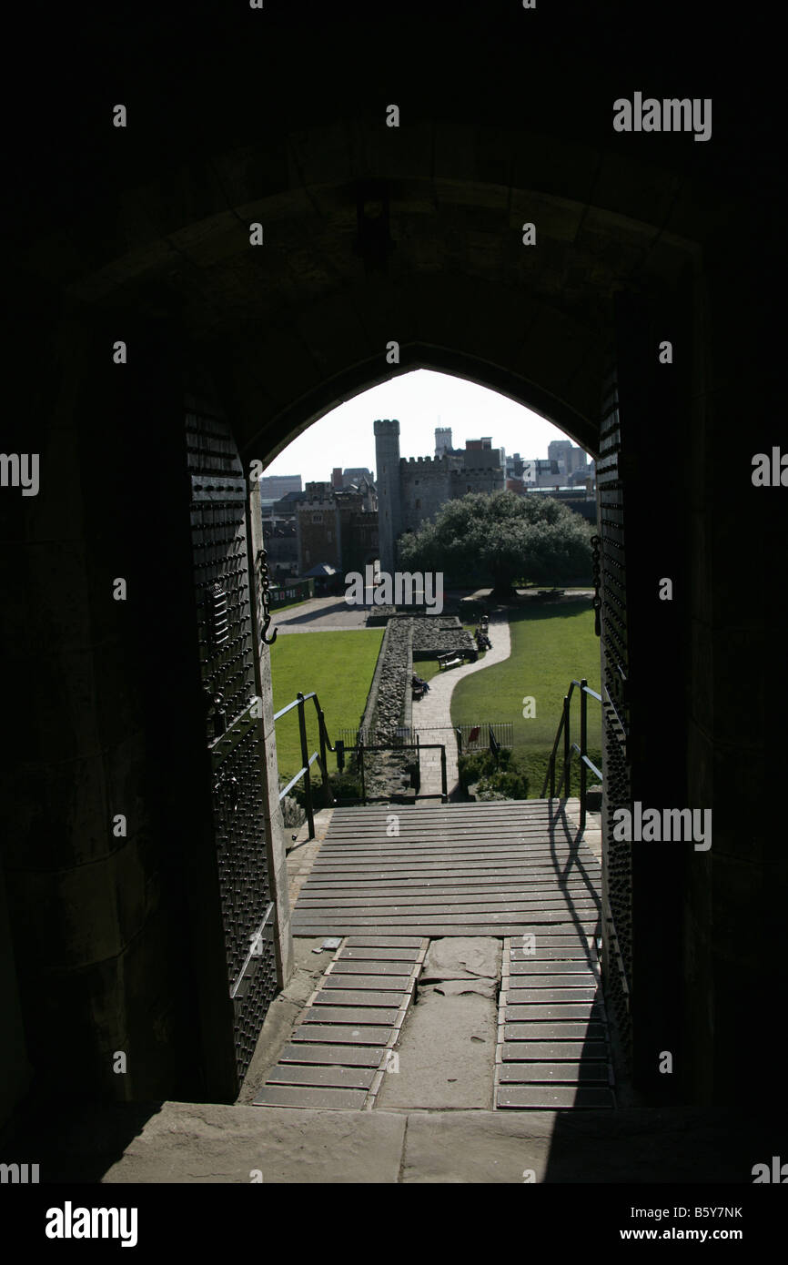 City of Cardiff, Wales. View looking out from the historic 12 sided ...