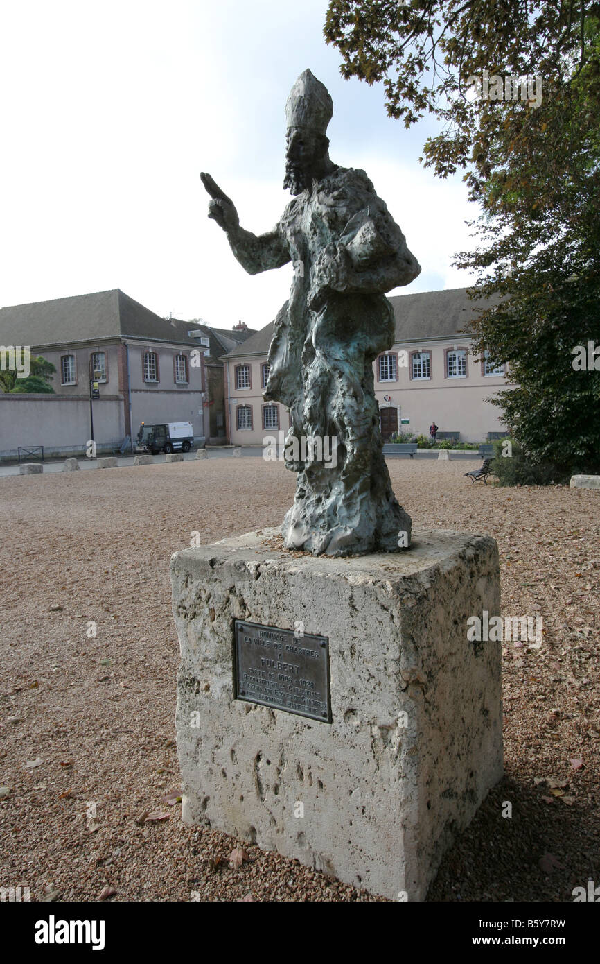 Statue of Bishop Fulbert,the Bishop of Chartres Cathedral Stock Photo ...