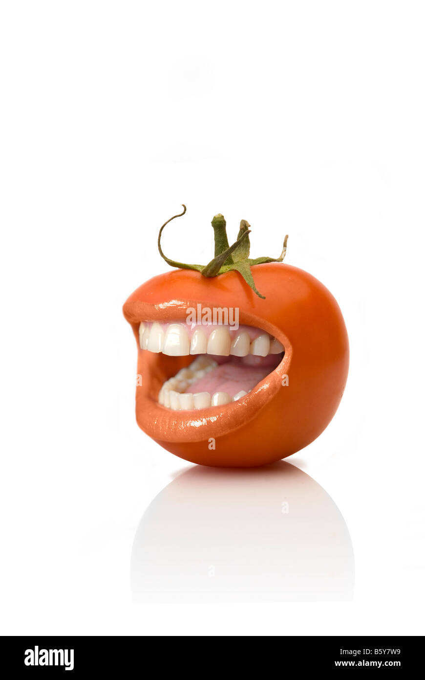 SMILING tomato OVER WHITE BACKGROUND Stock Photo - Alamy