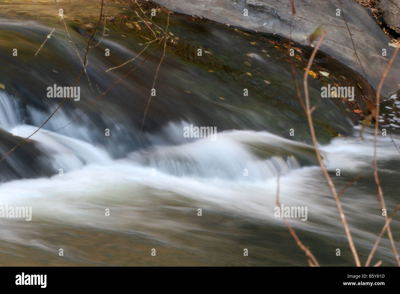 Creek flowing over rocks Stock Photo - Alamy