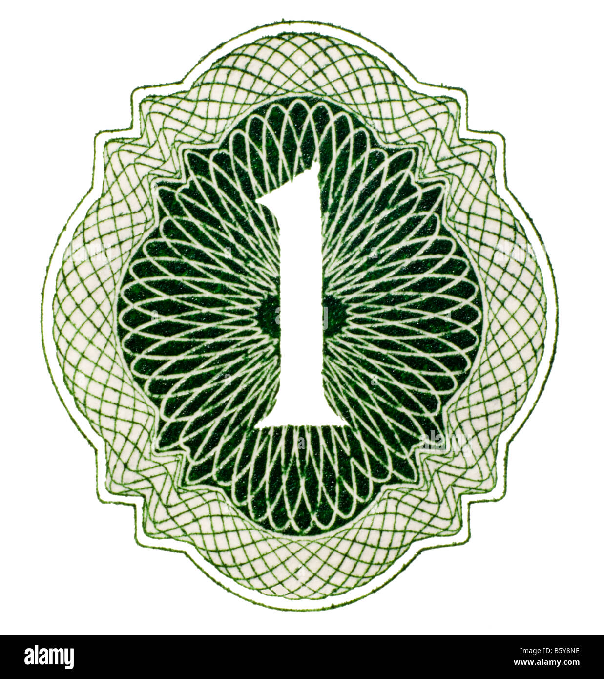 Ornamental Decorated Number one 1 from pre-decimal british pound note ...