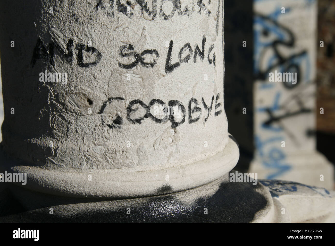 goodbye word graffiti written on column wall outdoors Stock Photo - Alamy