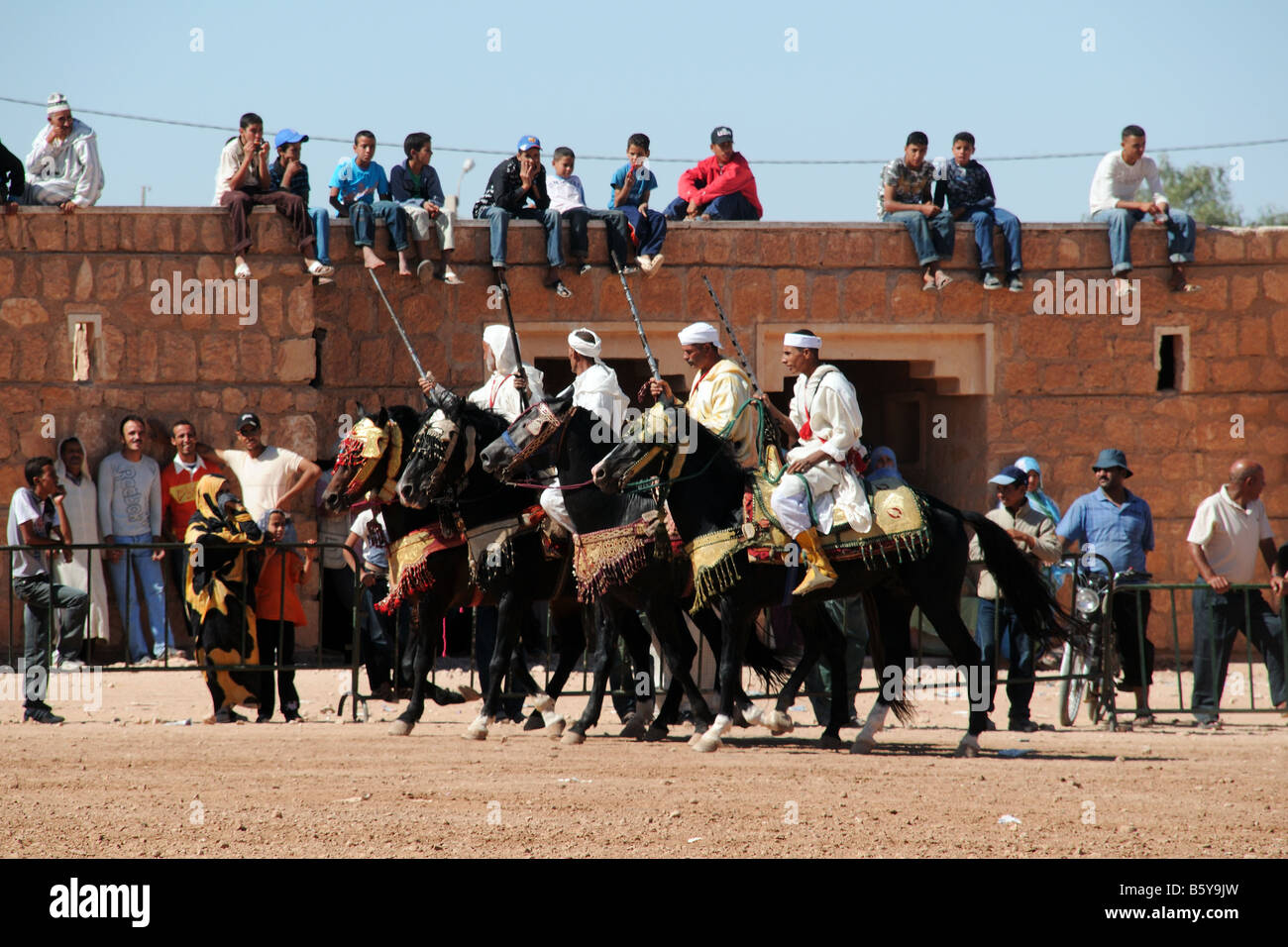 Berber Tribesmen celebrate with a display of traditional horsemanship ...