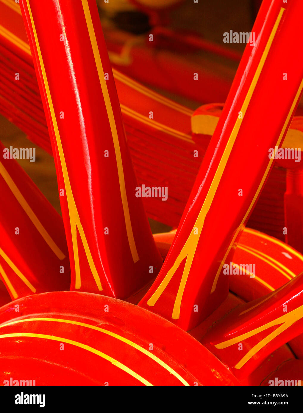 bright red spokes of a wagon wheel Stock Photo - Alamy