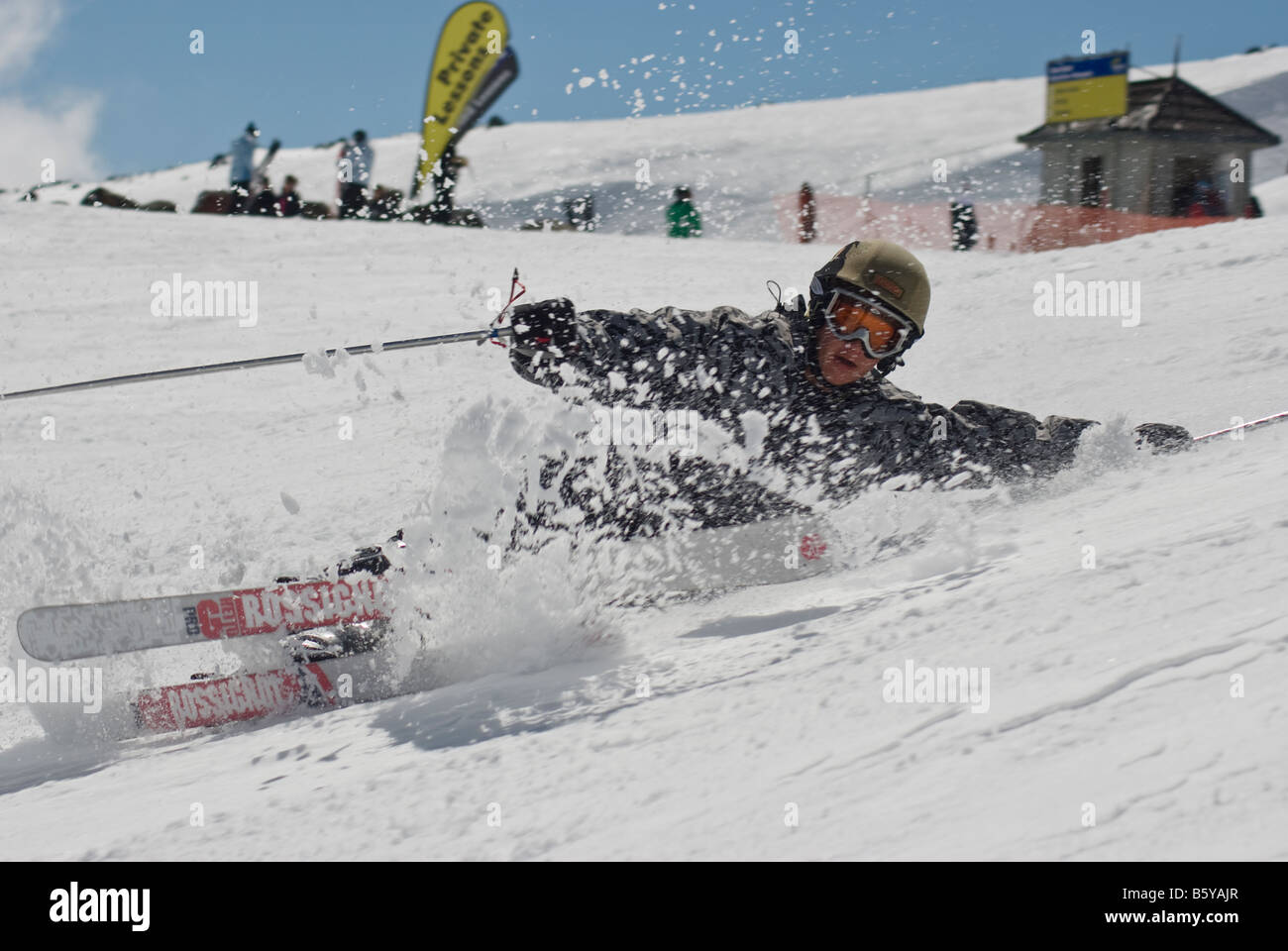 fallen skier at Turoa ski fields, Ruapehu, Tongariro National Park, New ...