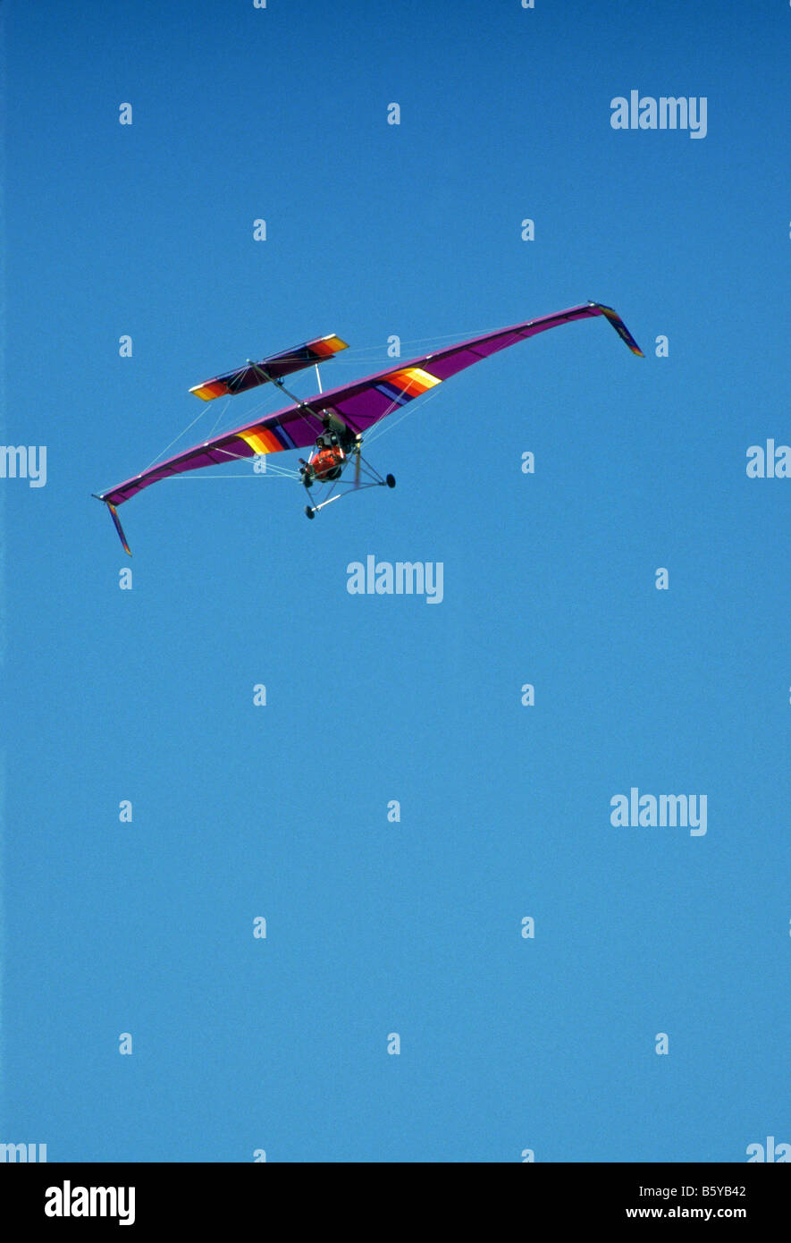Ultralight aircraft soars against blue sky Stock Photo - Alamy