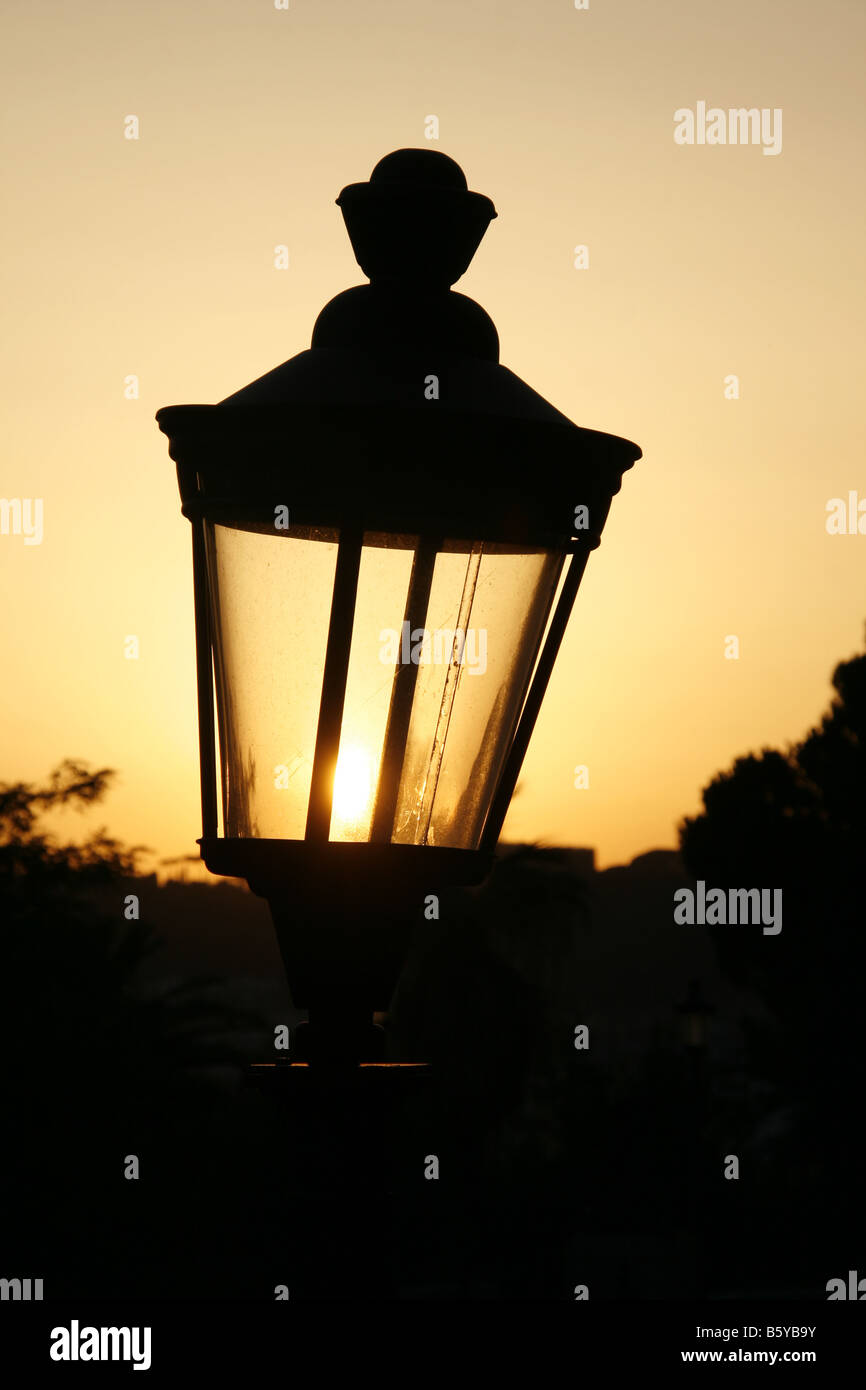 one street lamp post pole at night Stock Photo - Alamy
