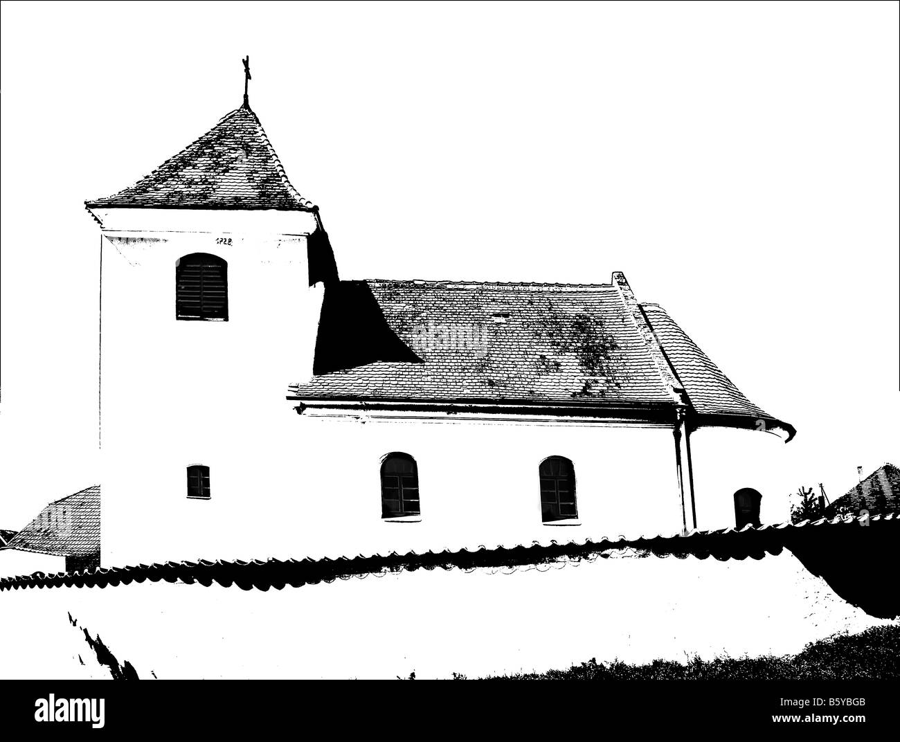 Shot of the rusty small village church - baroque style - vernacular ...