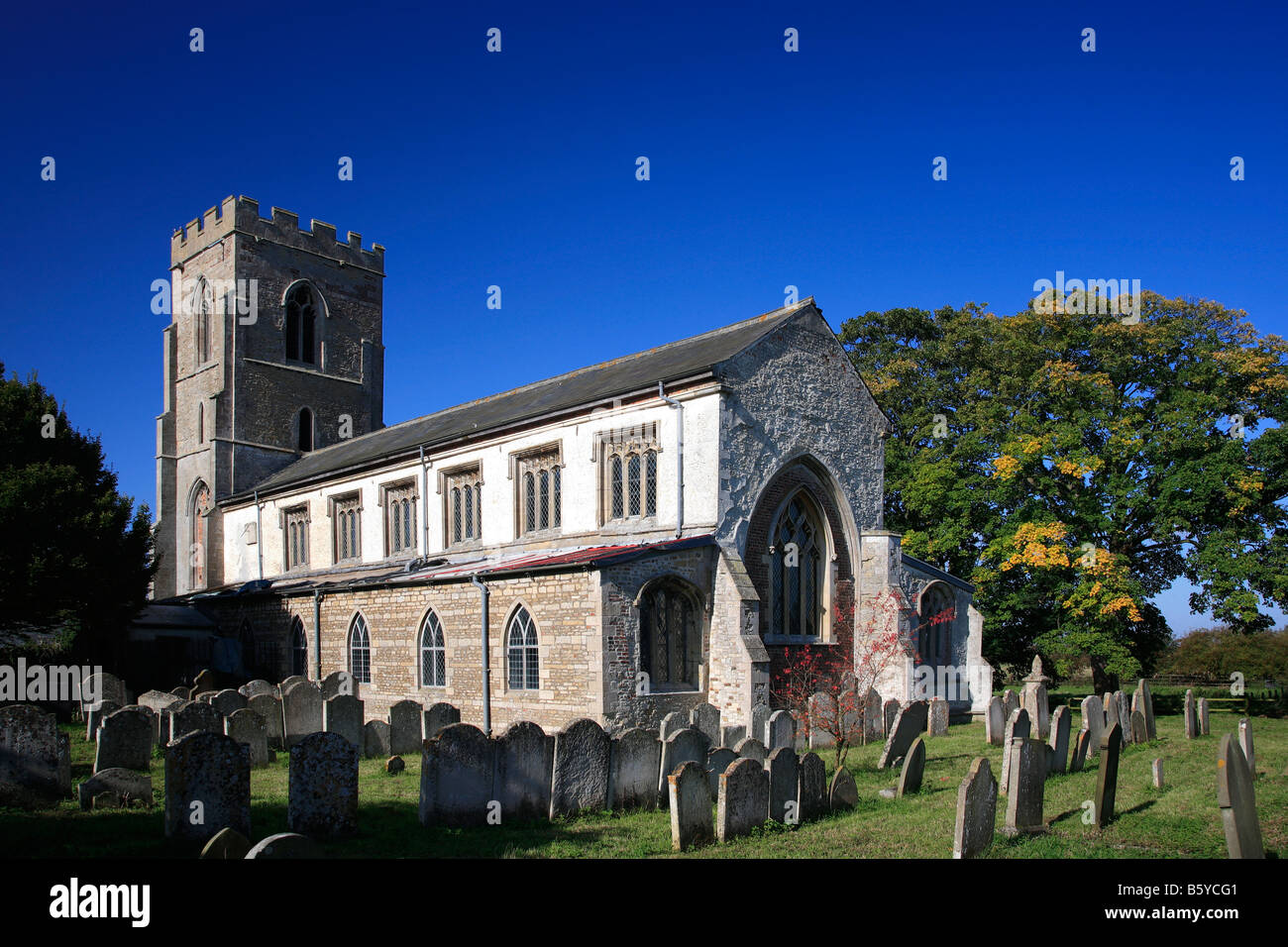 Landscape of St Johns Church Parson Drove village Fenland ...