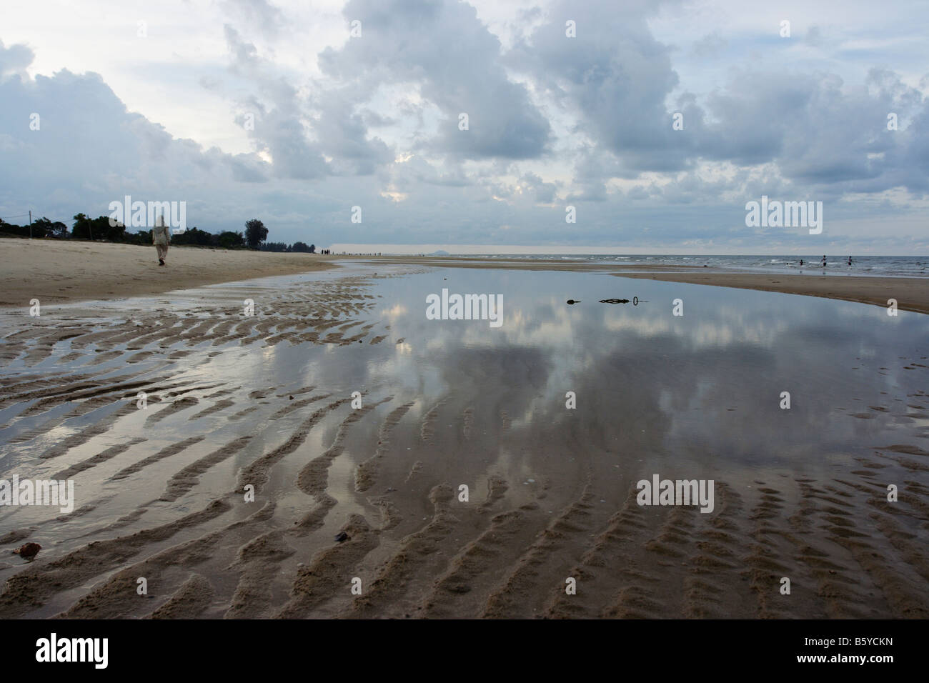 Low tide at Chendering beach in Kuala Terengganu, Malaysia Stock Photo ...