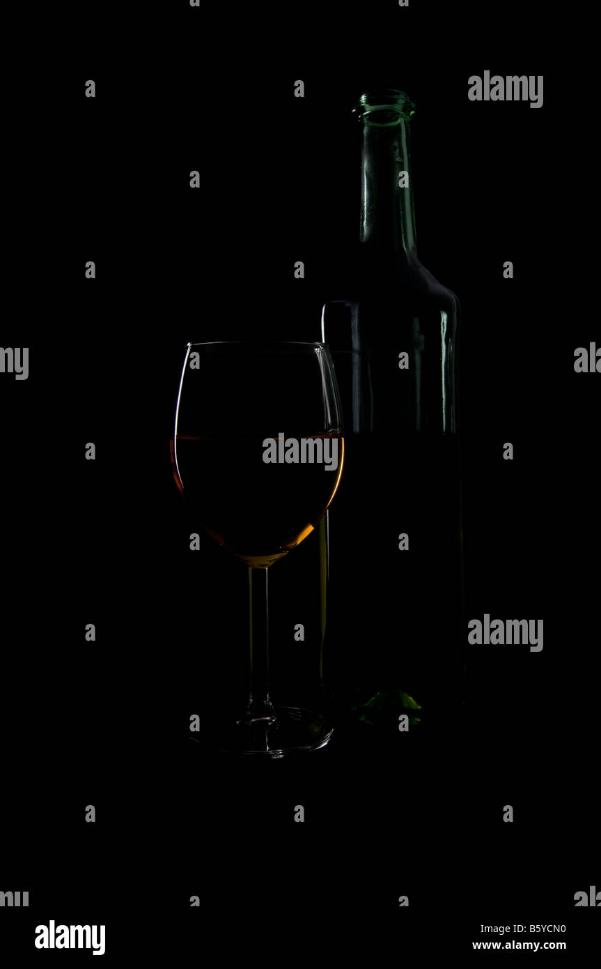 white wine glass with bottle Stock Photo - Alamy