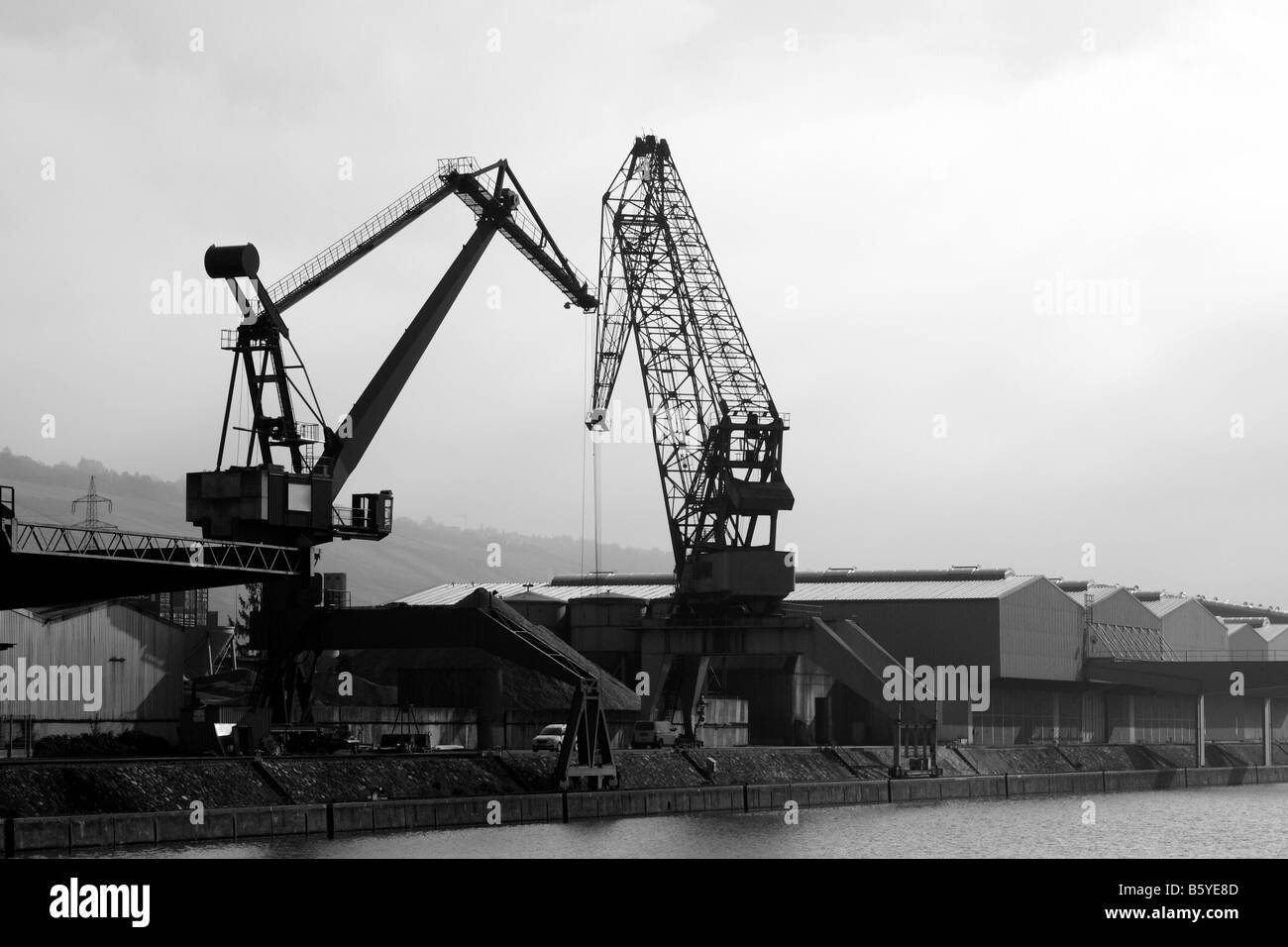Freight cranes in port Black and White Stock Photos & Images - Alamy