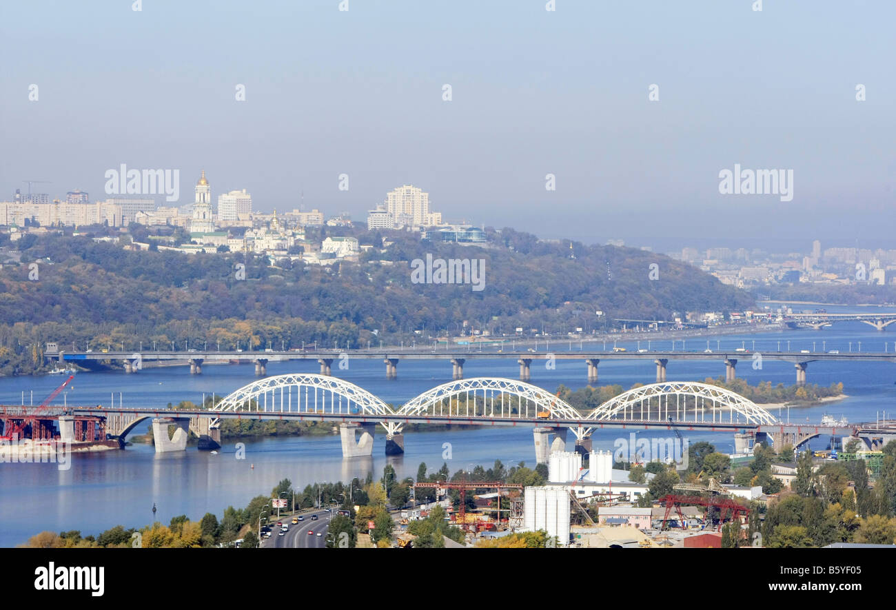 bridges across the river Dnipro Kyiv Ukraine Stock Photo - Alamy