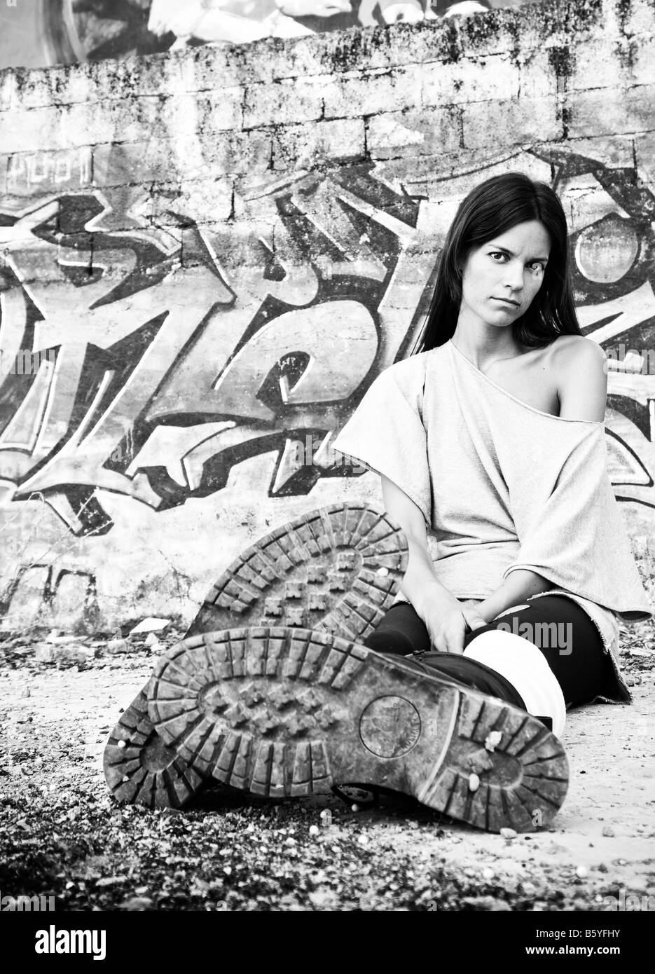 Young woman staring at camera Stock Photo - Alamy