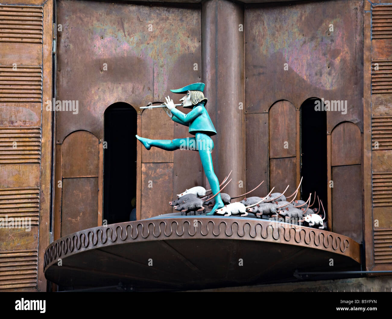 Pied Piper of Hamelin leading rats in mechanical model in town clock ...