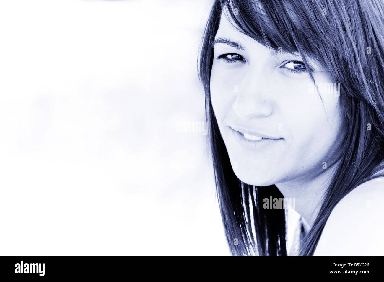 Smiling beautiful woman with white background Stock Photo - Alamy