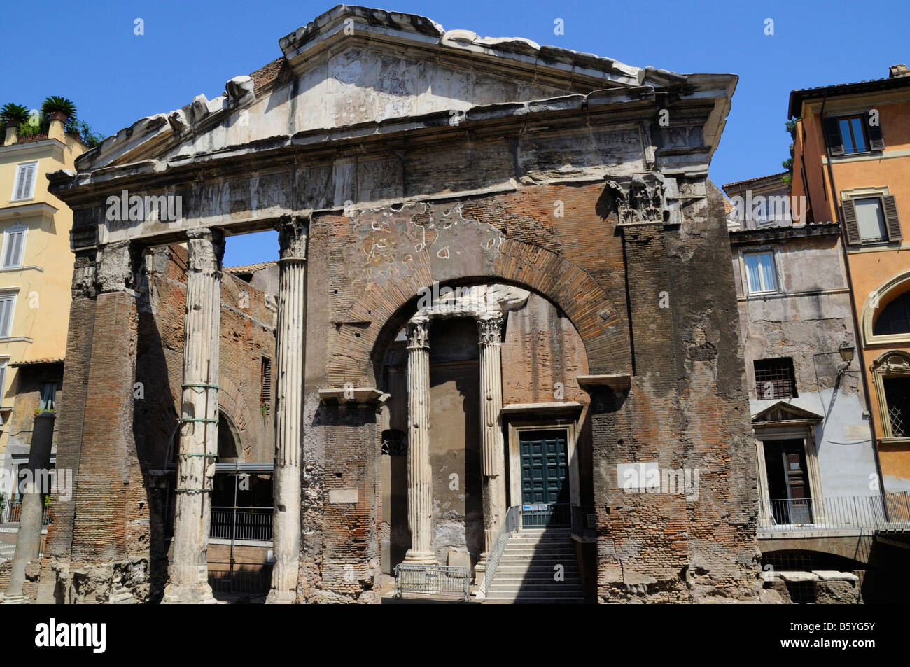The Portico of Octavia in the Jewish Quarter, Rome, Italy. This was the ...