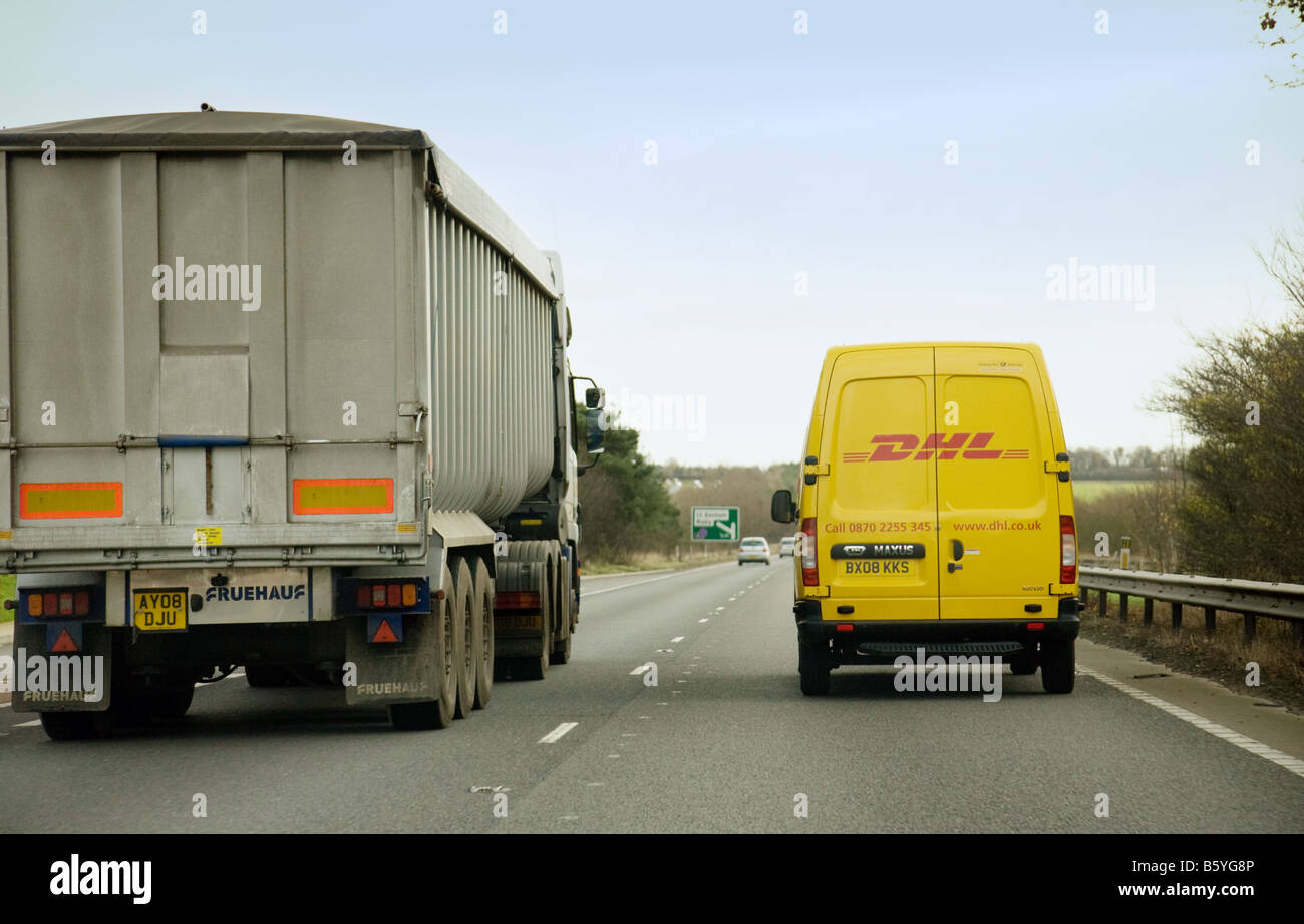 Dhl van overtakes hgv on hi-res stock photography and images - Alamy