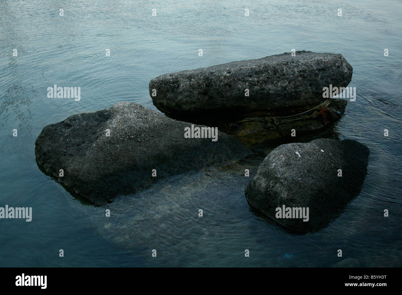Three protruding rocks in the sea, Rodos, Greece Stock Photo - Alamy
