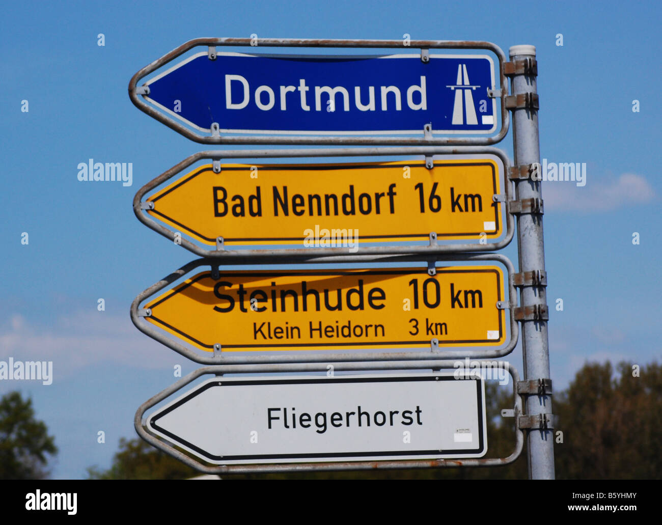 A road sign showing one direction to different destinations Stock Photo ...