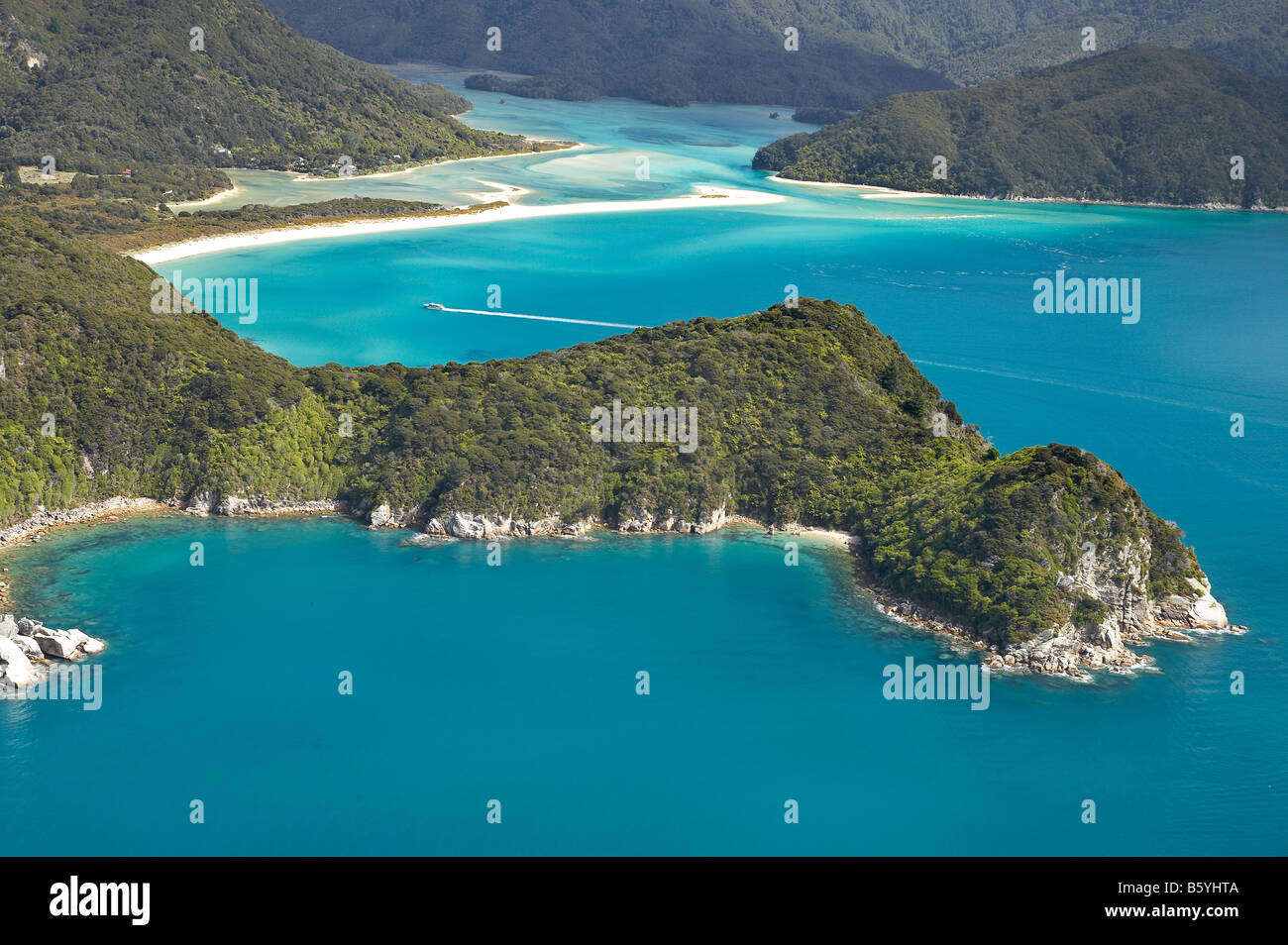 Canoe Bay Awaroa Head and Awaroa Bay back and Awaroa Inlet Abel Tasman ...