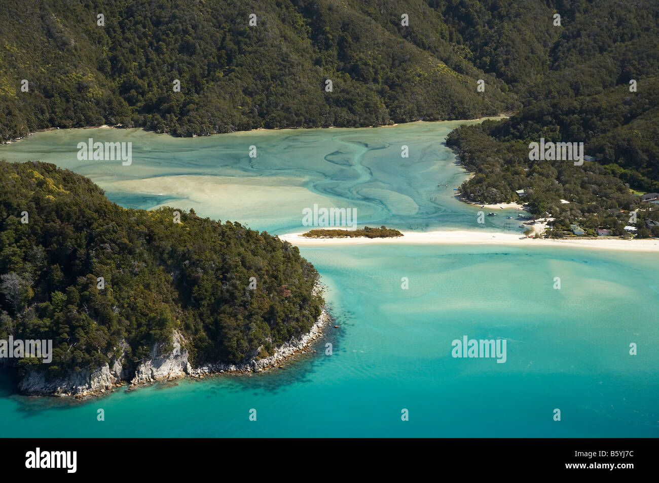 Torrent Bay and Inlet Abel Tasman National Park Nelson Region South Island New Zealand aerial ...