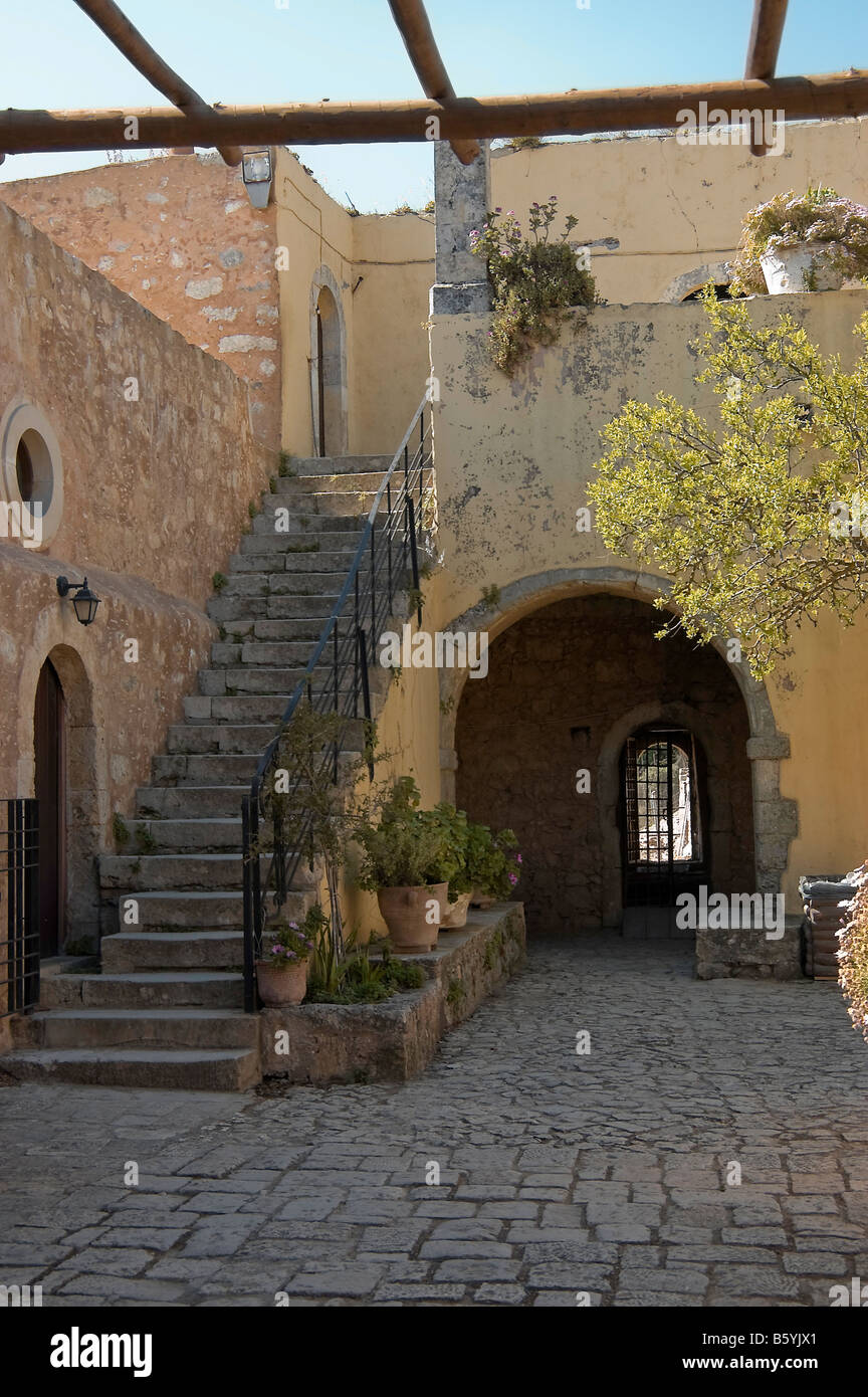 arkadi monastery courtyard Stock Photo - Alamy